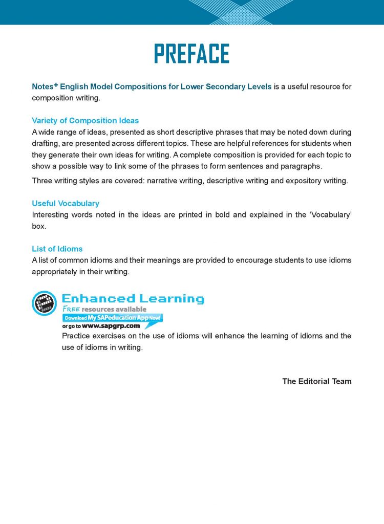 Notes+ English Model Compositions for Lower Secondary Levels